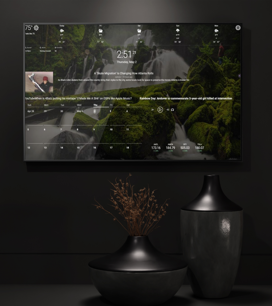 Framed DAKboard Smart Mirror - 32"HD Display in 19"X30"X2" Satin Black ...